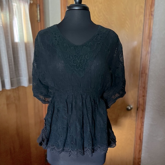 Rain | Tops | Rain Womens Lace Overlay Shirt | Poshmark